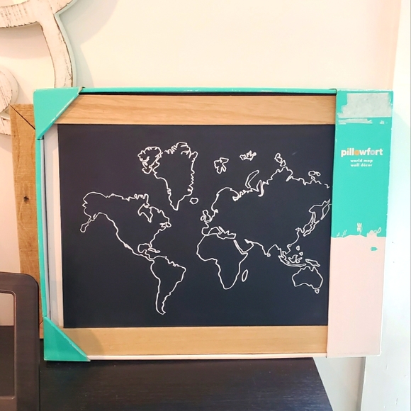 Other | New Rustic Wood Chalkboard World Map Decor | Poshmark
